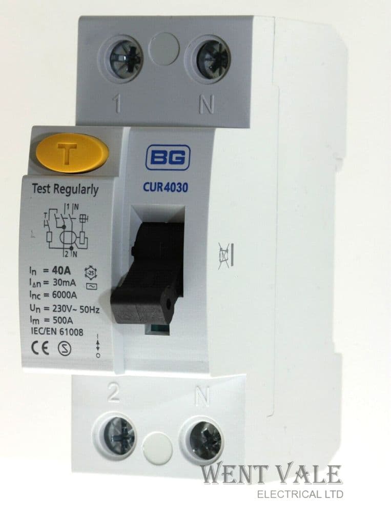 BG British General - CUR4030 - 40a 30mA Double Pole Class AC RCD Used