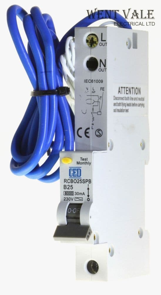 CED - RCBO25 - 25a 30mA Type B Single Pole AC Type RCBO New