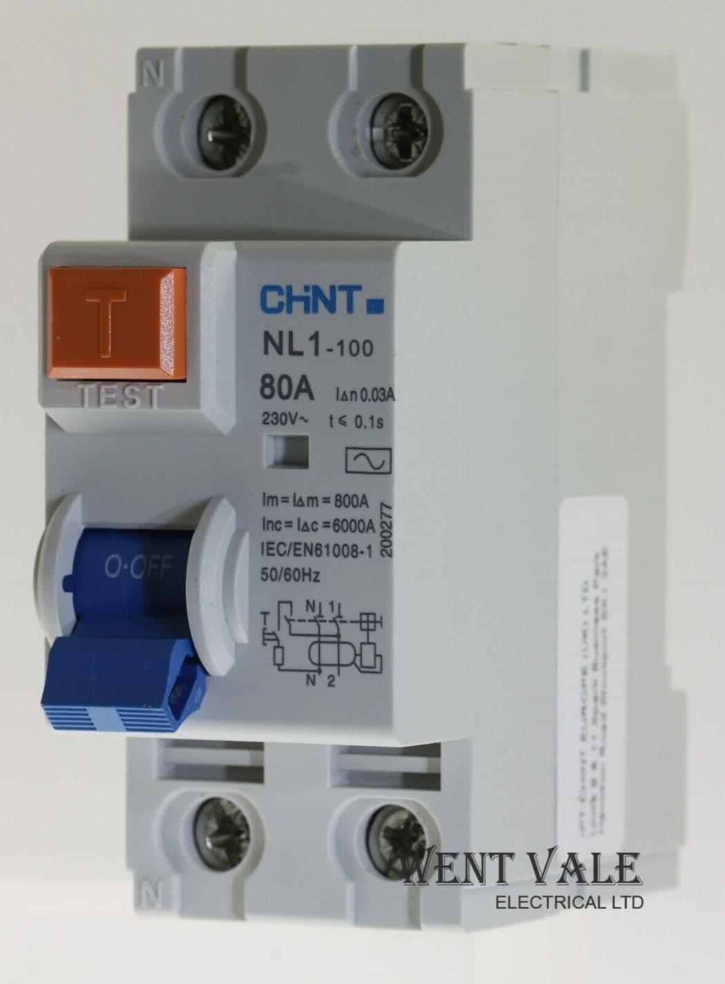 Chint NL1-100-200277 - 80a 30mA Double Pole AC Type RCCB Unused
