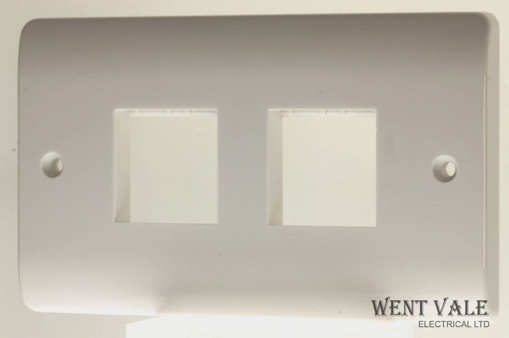 Click Mode - CMA404 Two Gang 4 Module White Moulded Mini Grid Front Plate