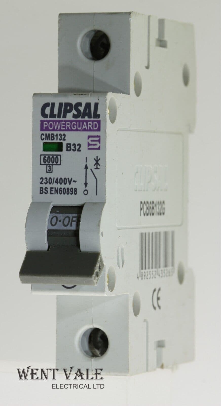 Clipsal Powerguard CMB132-PCB6B132G - 32a Type B Single Pole MCB Used