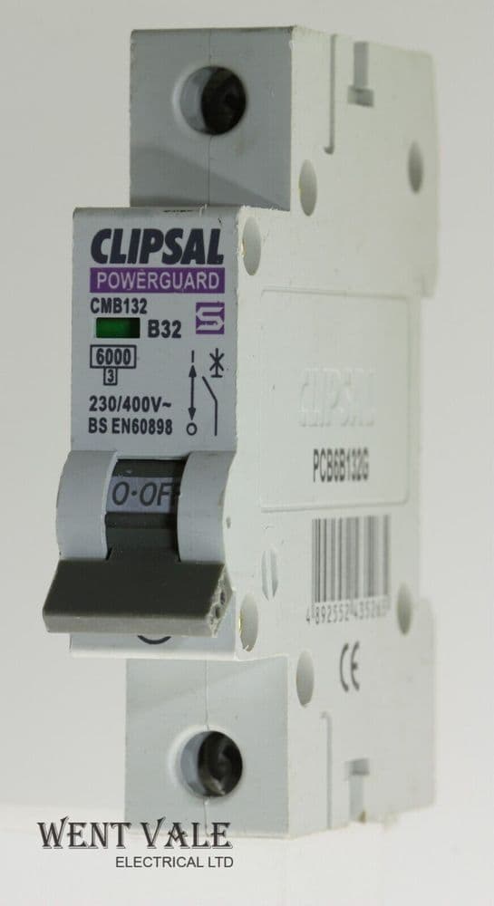 Clipsal Powerguard CMB132-PCB6B132G - 32a Type B Single Pole MCB Used