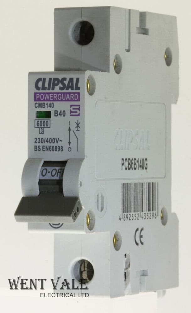 Clipsal Powerguard CMB140-PCB6B140G - 40a Type B Single Pole MCB Used
