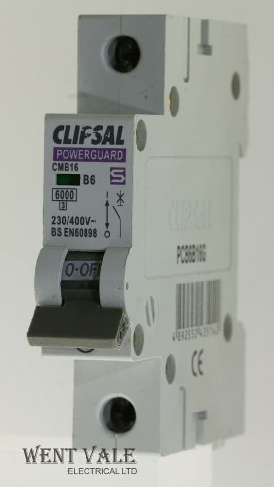 Clipsal Powerguard CMB16-PCB6B16G - 6a Type B Single Pole MCB Used