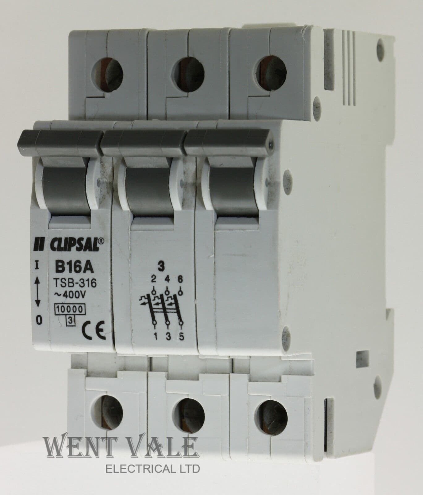Clipsal TSB-316 - 16a Type B Triple Pole MCB Unused