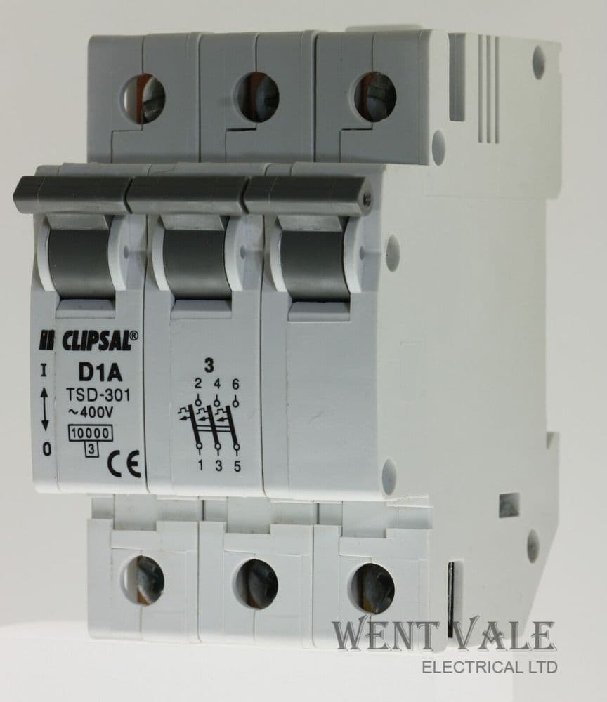 Clipsal TSD-301 - 1a Type D Triple Pole MCB Unused