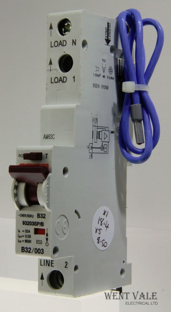 Contactum 93203SP/B - B32/003 - 32a 30mA Type B Single Pole RCBO Used