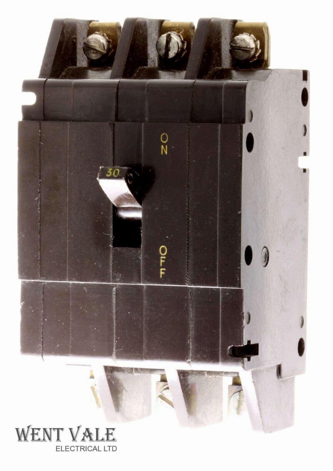 Crabtree C50 - 53C/30 - 30a Type C Triple Pole MCB Used