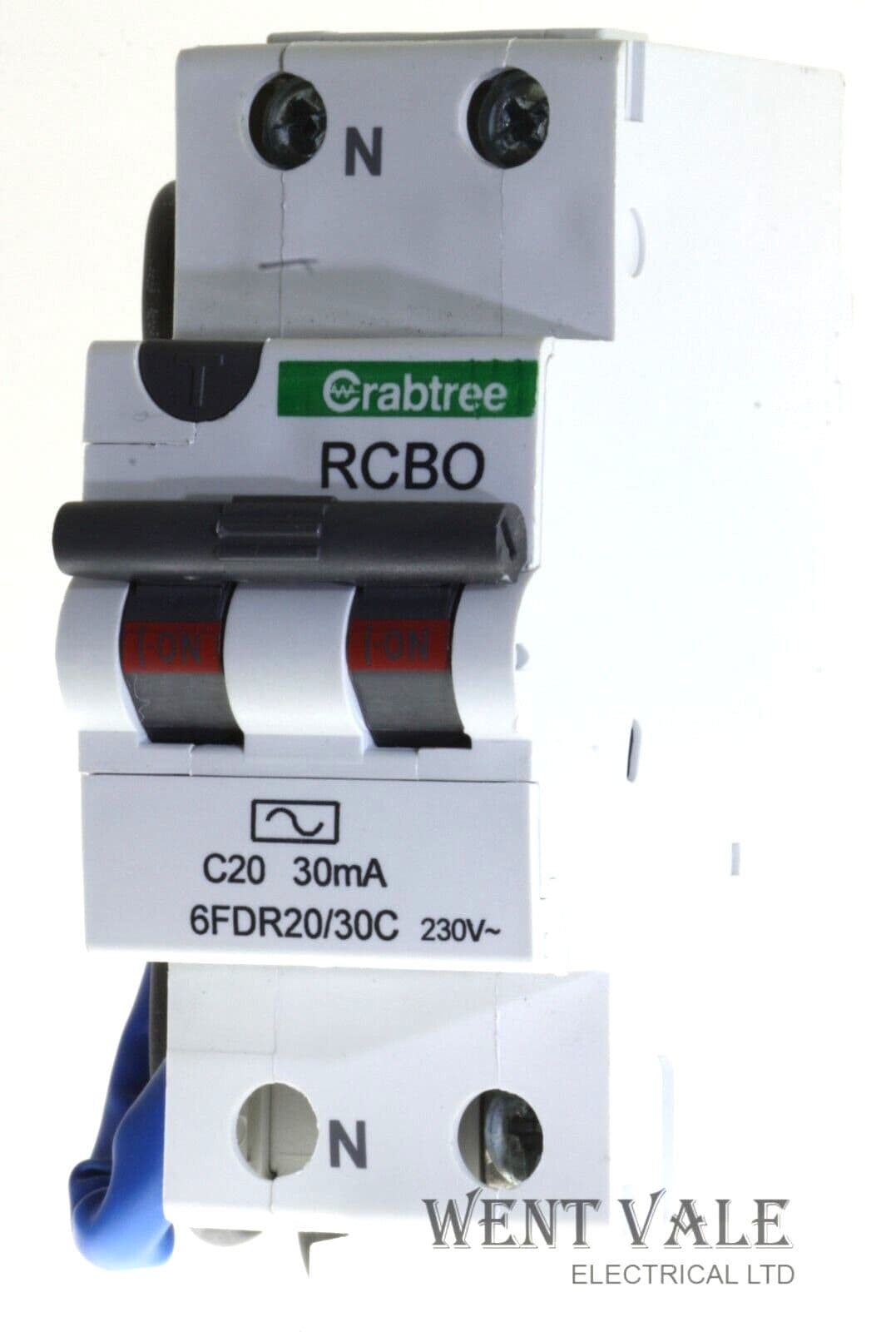 Crabtree Loadstar - 6FDR20/30C - 20a 30mA Type C Double Pole RCBO ...
