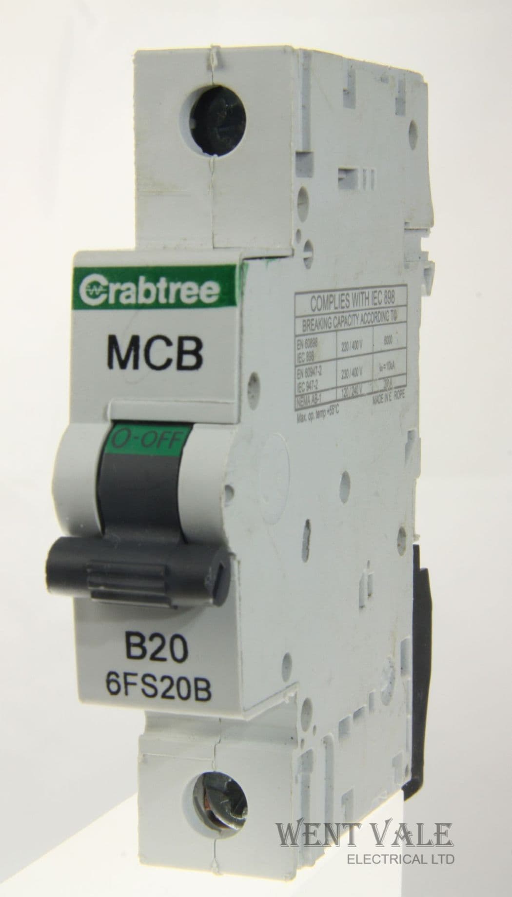 Crabtree Loadstar - 6FS20B - 20a Type B Single Pole MCB Used