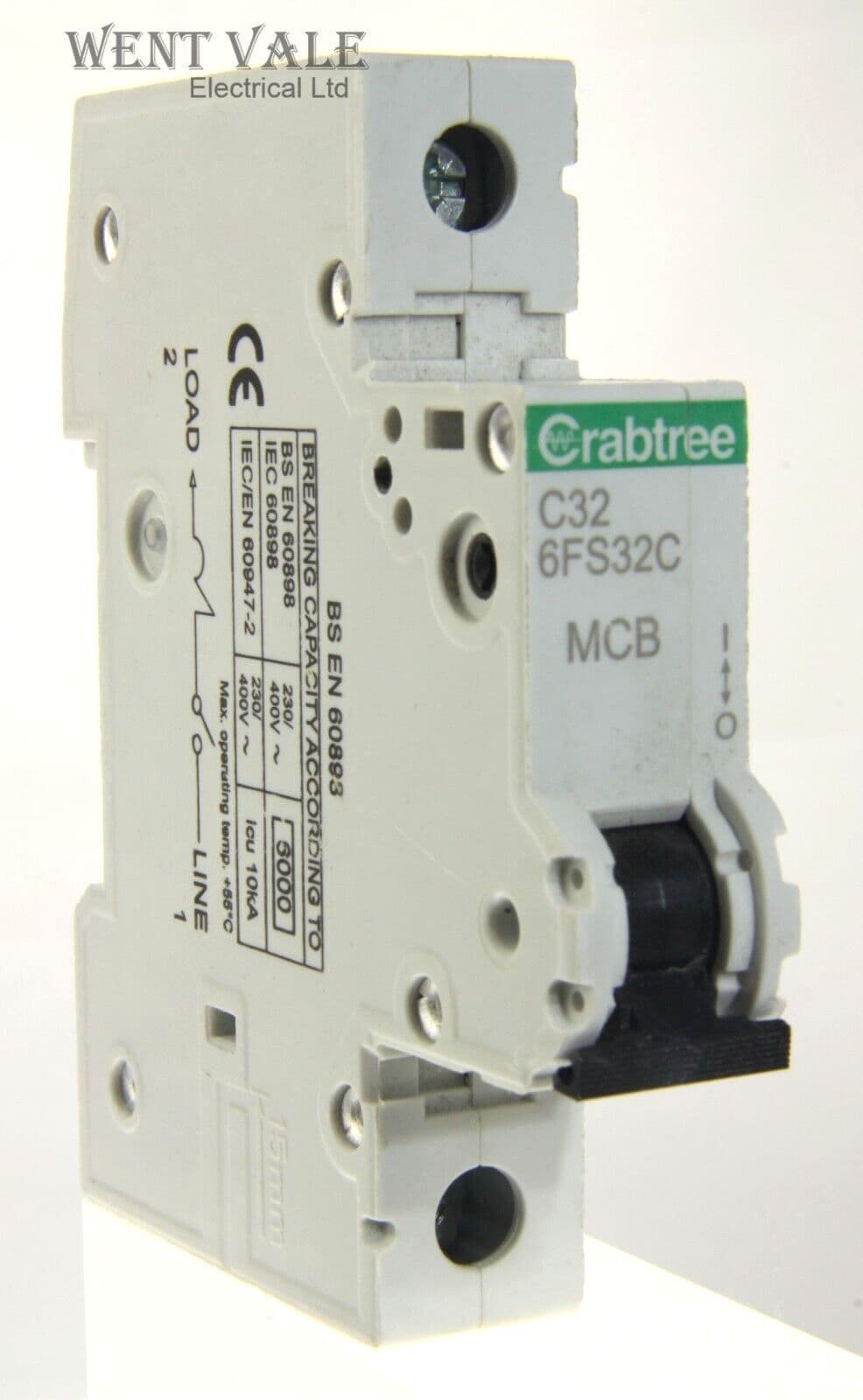 Crabtree Loadstar - 6FS32C - 32a Type C Single Pole MCB Latest Style Used