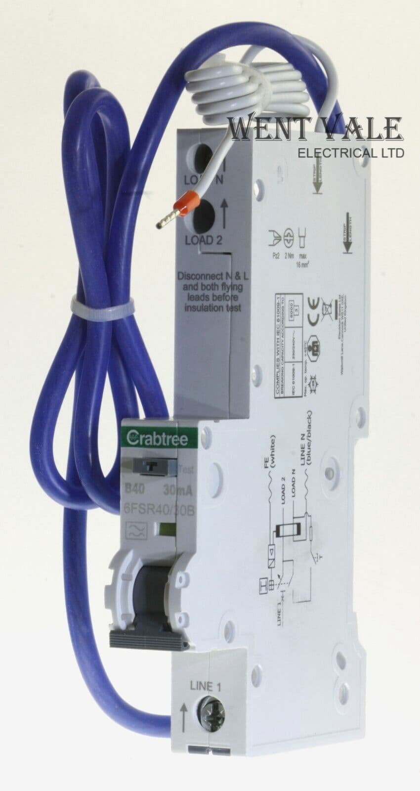 Crabtree Loadstar - 6FSR40/30B - 40a 30mA Type B Single Pole Class A RCBO New
