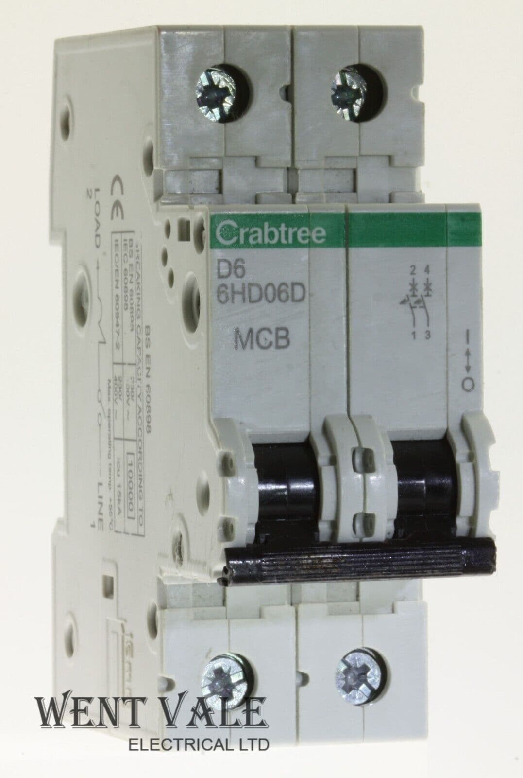 Crabtree Loadstar - 6HD06D - 6a Type D Double Pole MCB Latest Model Unused