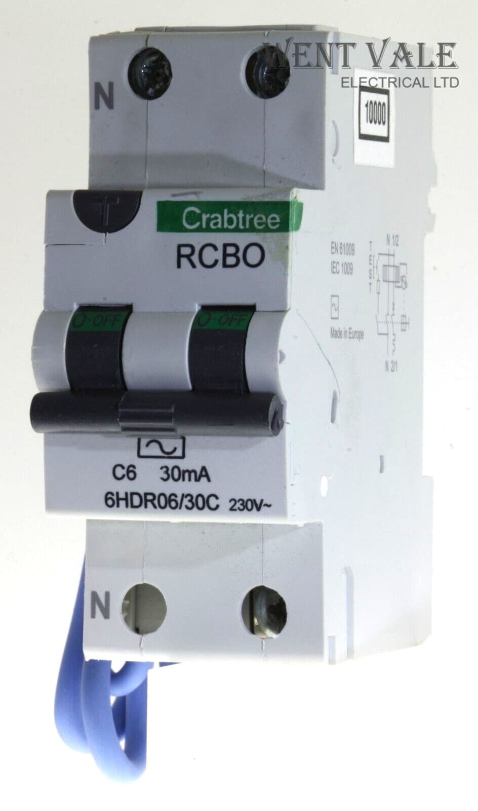 Crabtree Loadstar - 6HDR06/30C - 6a 30mA Type C Double Pole RCBO Latest ...