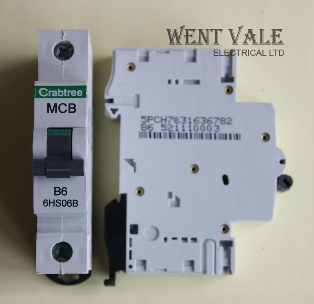 Crabtree Loadstar - 6HS06B - 6a Type B Single Pole MCB Used