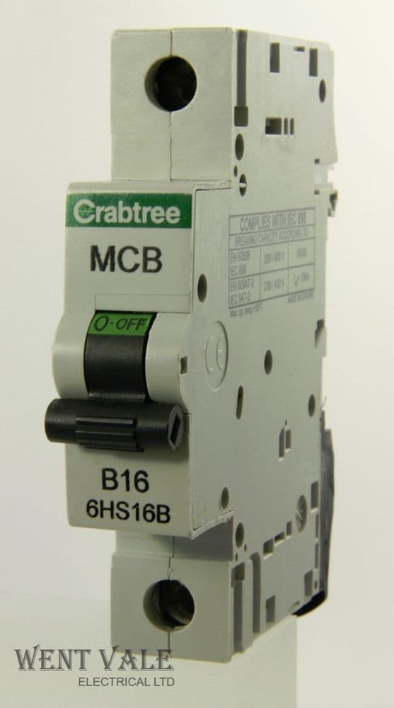 Crabtree Loadstar - 6HS16B - 16a Type B Single Pole MCB Used