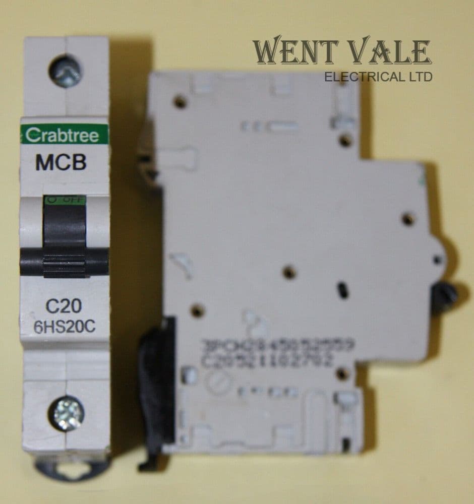 Crabtree Loadstar - 6HS20C - 20a Type C Single Pole MCB Used
