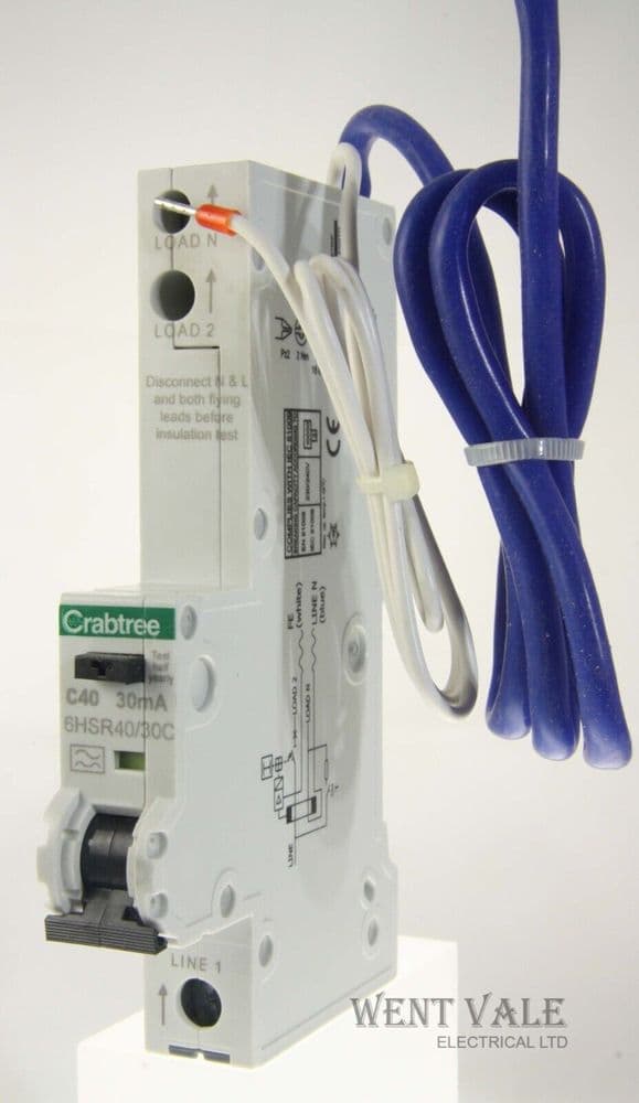 Crabtree Loadstar - 6HSR40/30C - 40a 30mA Type C Single Pole Class A RCBO Unused
