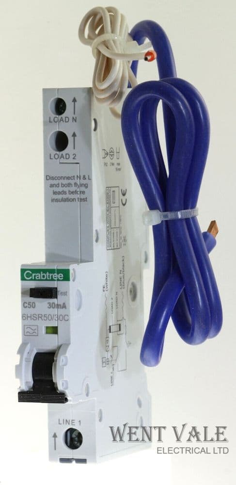 Crabtree Loadstar - 6HSR50/30C - 50a 30mA Type C Single Pole Class A RCBO Used