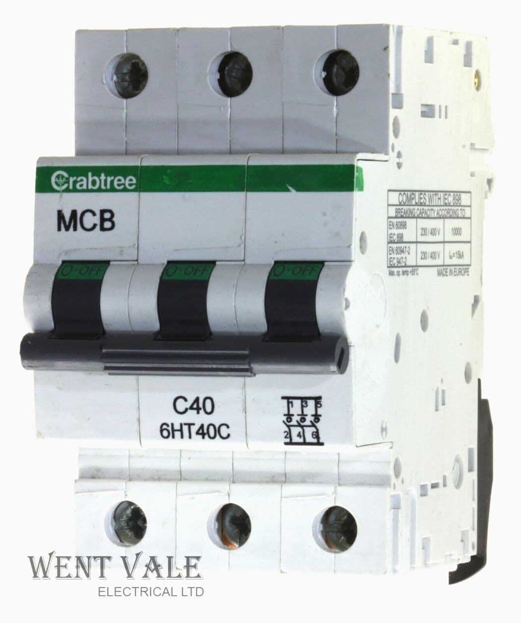 Crabtree Loadstar - 6HT40C - 40a Type C Triple Pole MCB New