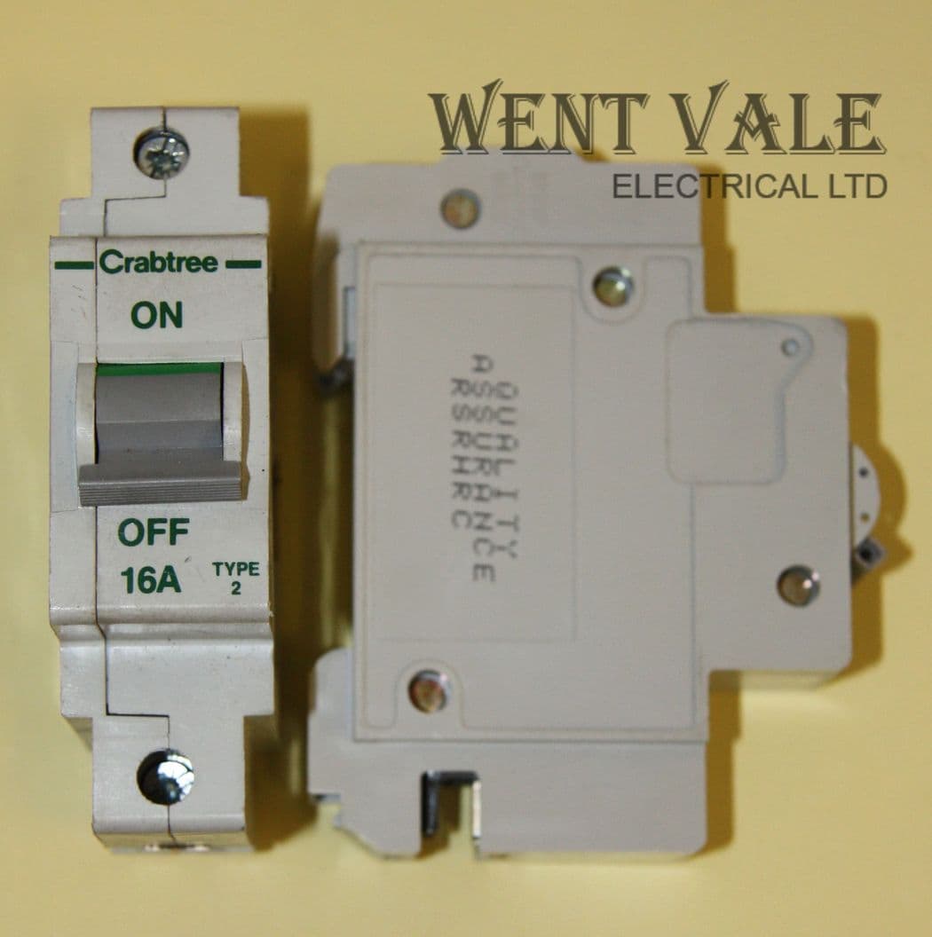 Crabtree Polestar - 602/16 - 16a Type 2 Single Pole MCB Used