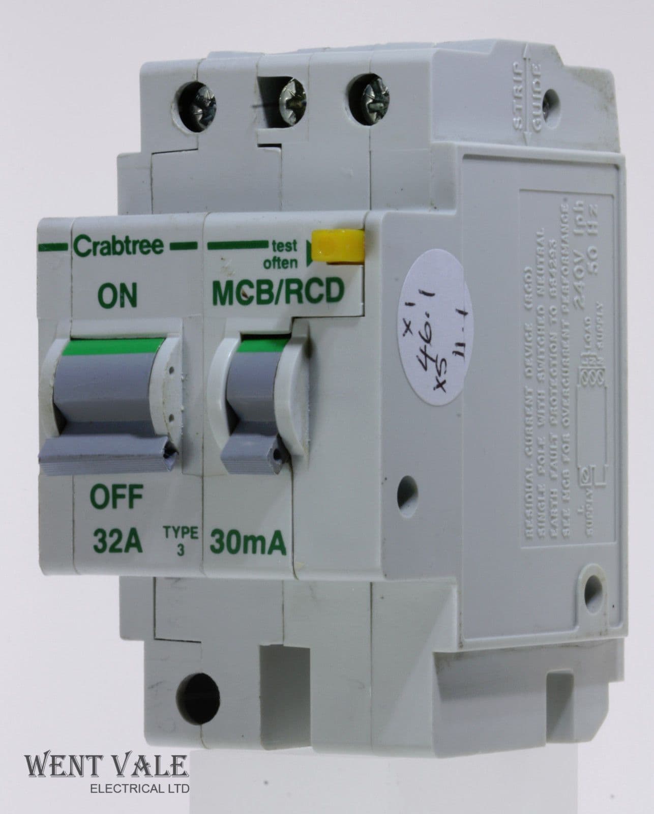 Crabtree Polestar - 6023/323 - 32a 30mA Type 3 Double Pole MCB/RCD RCBO Used