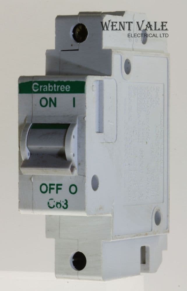 Crabtree Polestar - 60C/63 - 63a Type C Single Pole MCB Used