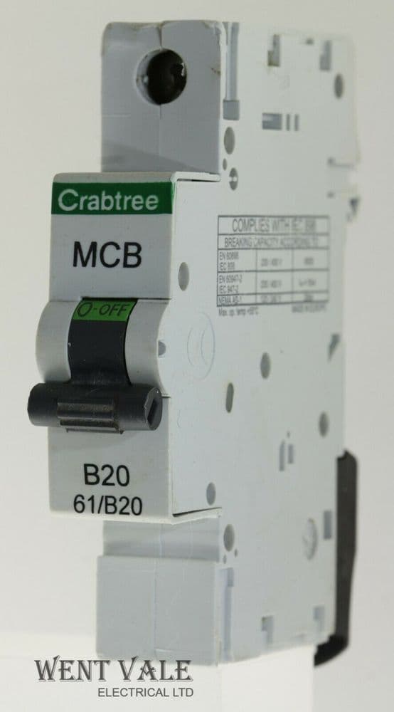 Crabtree Starbreaker - 61/B20 - 20a Type B Single Pole MCB - Used
