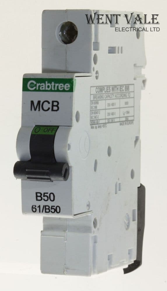 Crabtree Starbreaker - 61/B50 - 50a Type B Single Pole MCB Used Sq