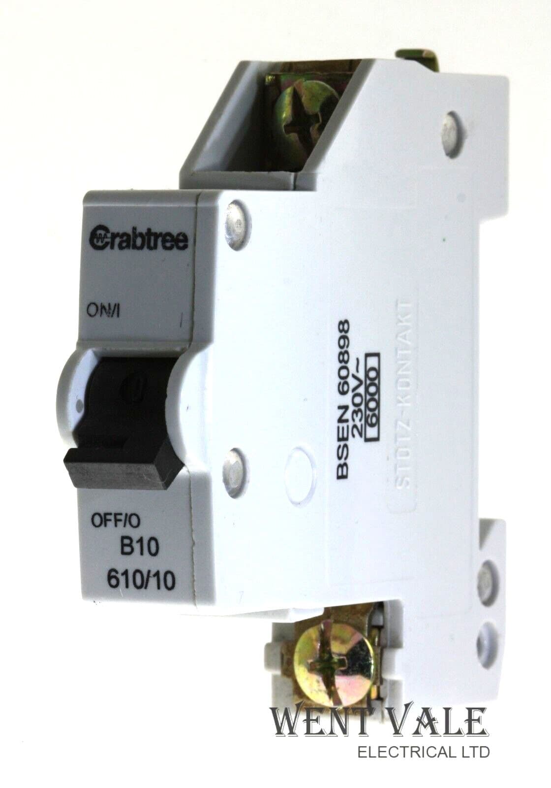 Crabtree Starbreaker 610 Range - 610/10 - 10a Type B Single Pole MCB Used