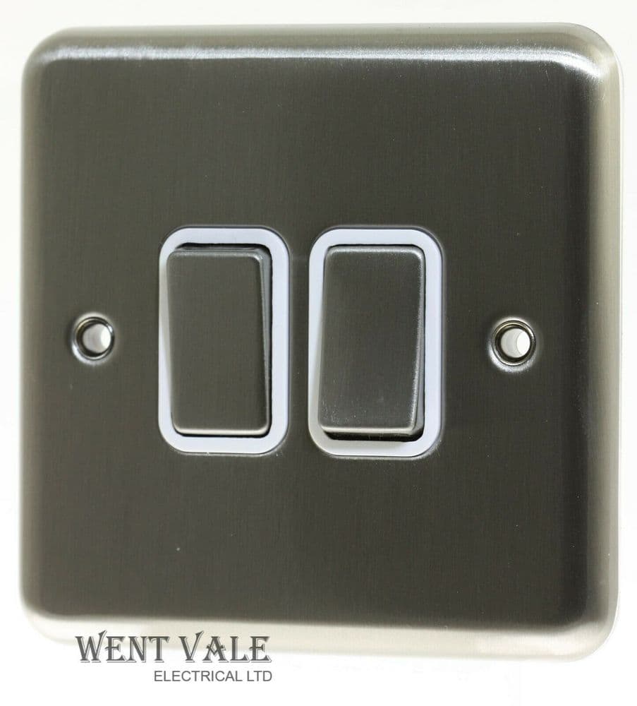 Deta Decorative - 2904SCW - 10a Two Gang Two Way Plate Switch In Satin ...