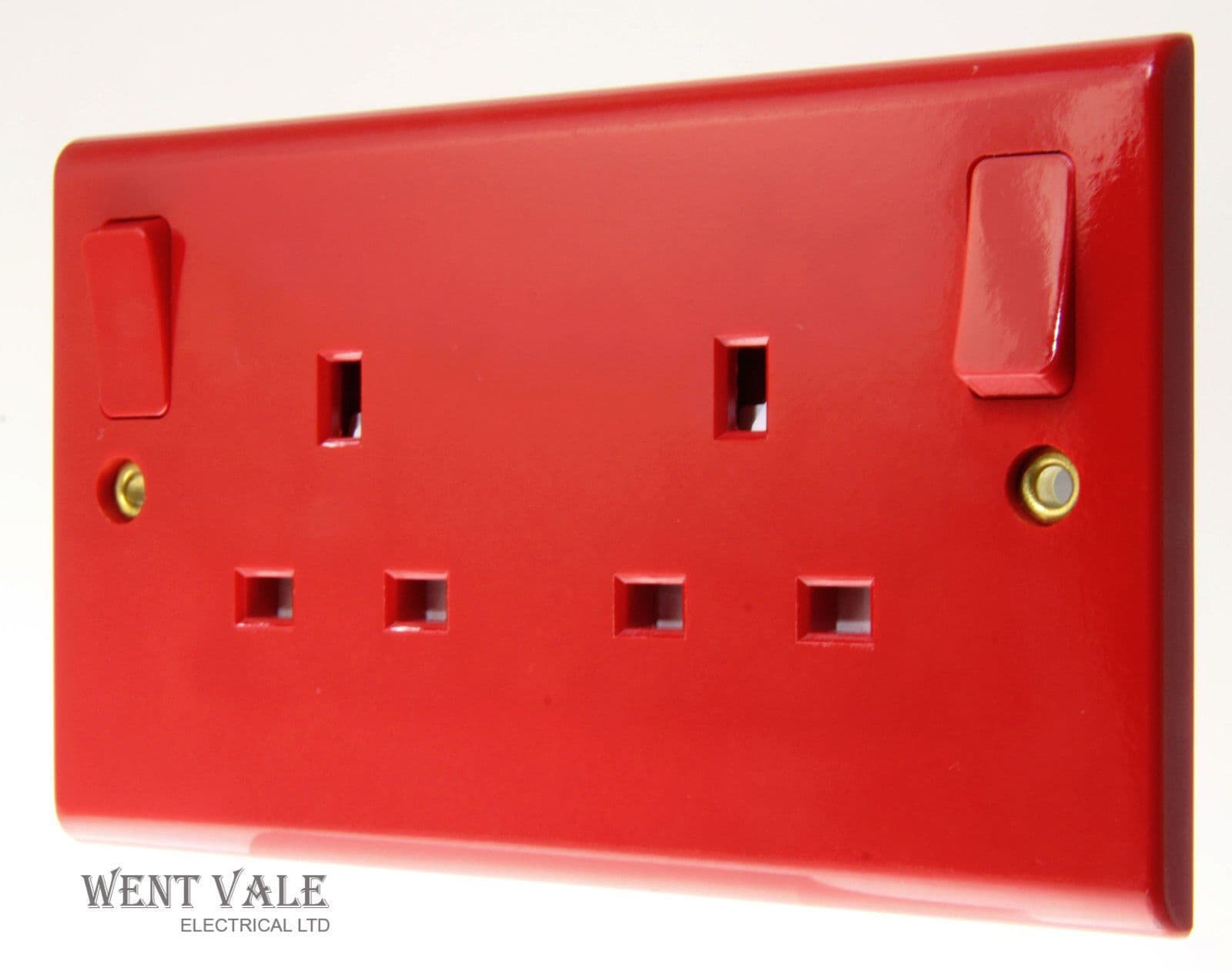 Deta Slimline - S1295 - Red 13a Twin Switched Socket For Essential ...