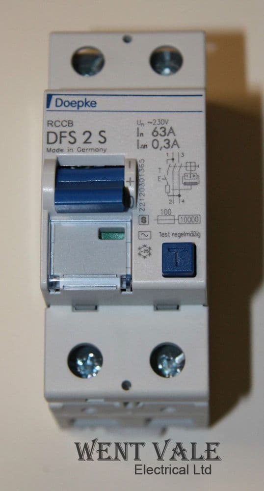 Doepke DFS 2 S 63-2/0 3 - 63a 300mA Double Pole RCCB New