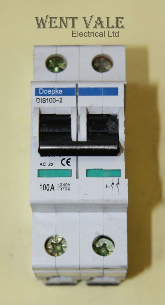 Doepke DIS100-2 - 100a Double Pole Switch Disconnector Used