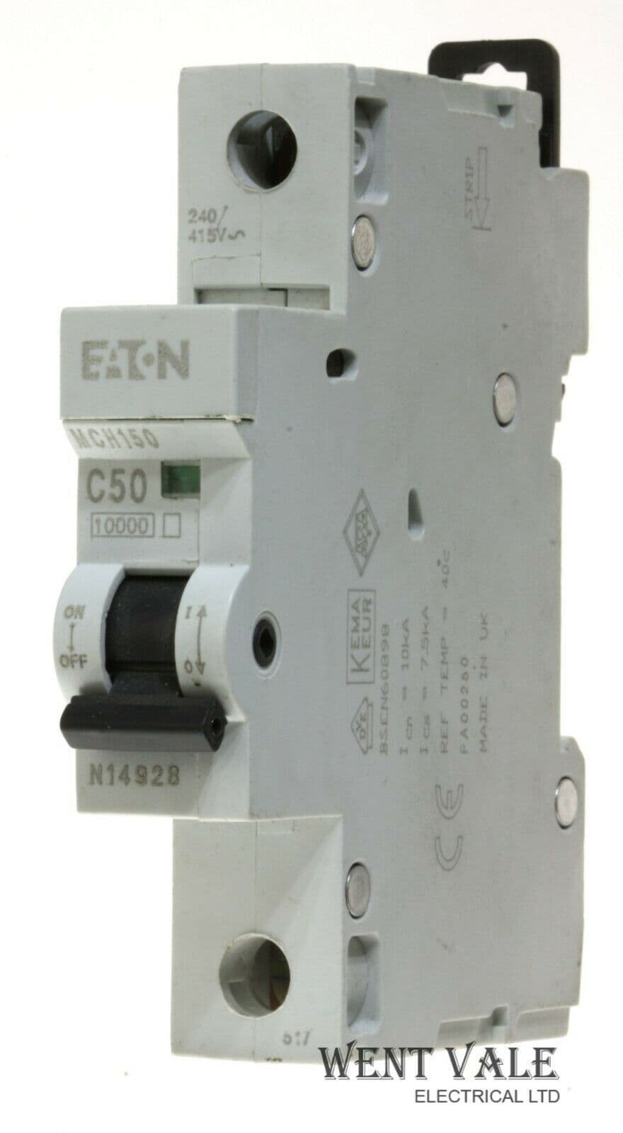 Eaton Memshield 2 - MCH150 - 50a Type C Single Pole MCB Used