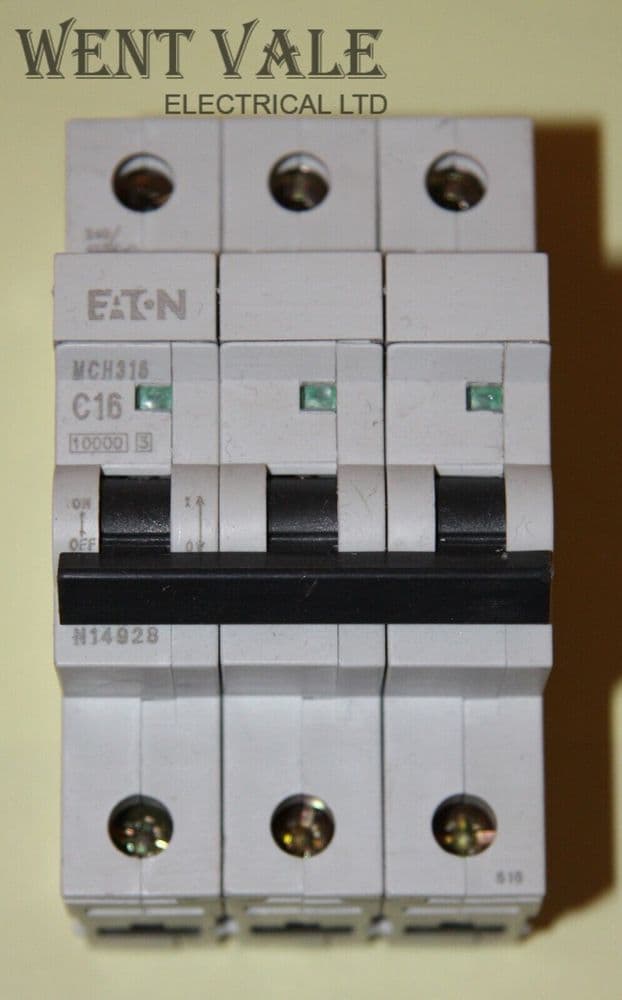 Eaton Memshield 2 - MCH316 - 16a Type C Triple Pole MCB Used