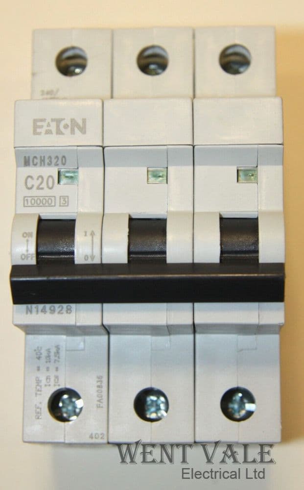 Eaton Memshield 2 - MCH320 - 20a Type C Triple Pole MCB Used