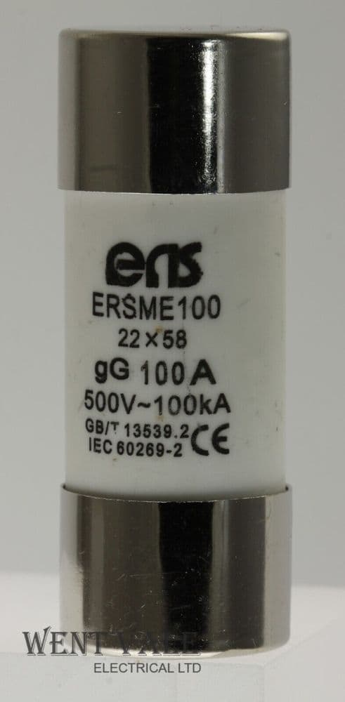 Eris Fuses - ERSME100 - 100A IEC 60269-2 Type gG 22 x 58mm Cartridge ...