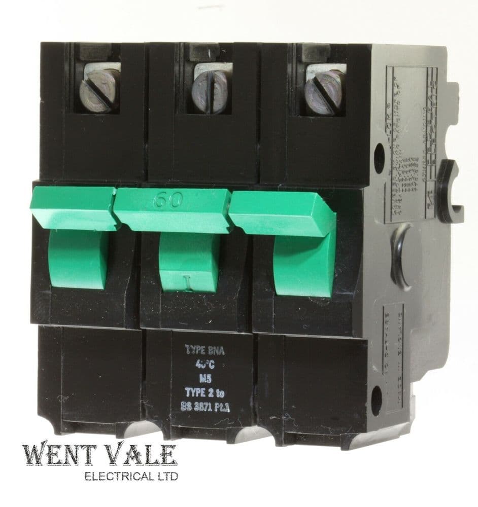Federal Electric - BNA3P60 - 60a Type 2 Triple Pole MCB Used
