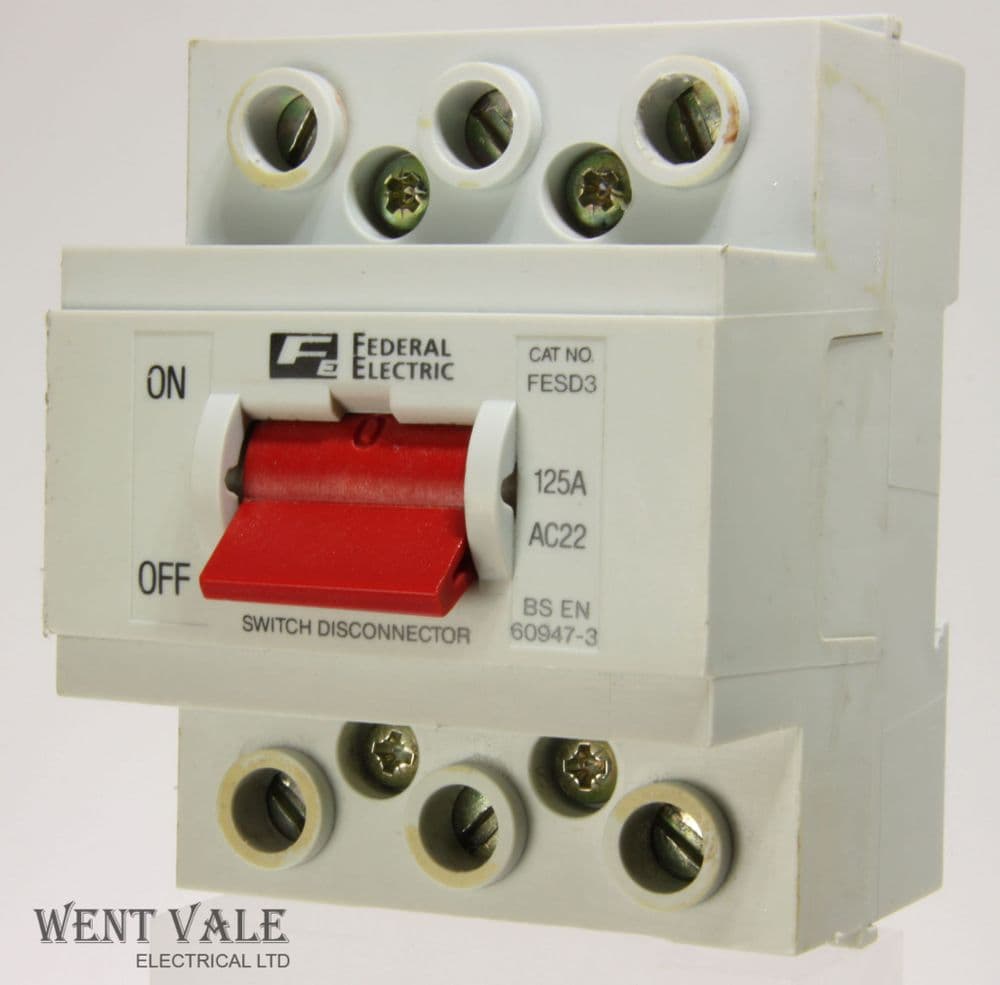 Federal Electric - FESD3 - 125a AC22 Triple Pole Switch Disconnector Used