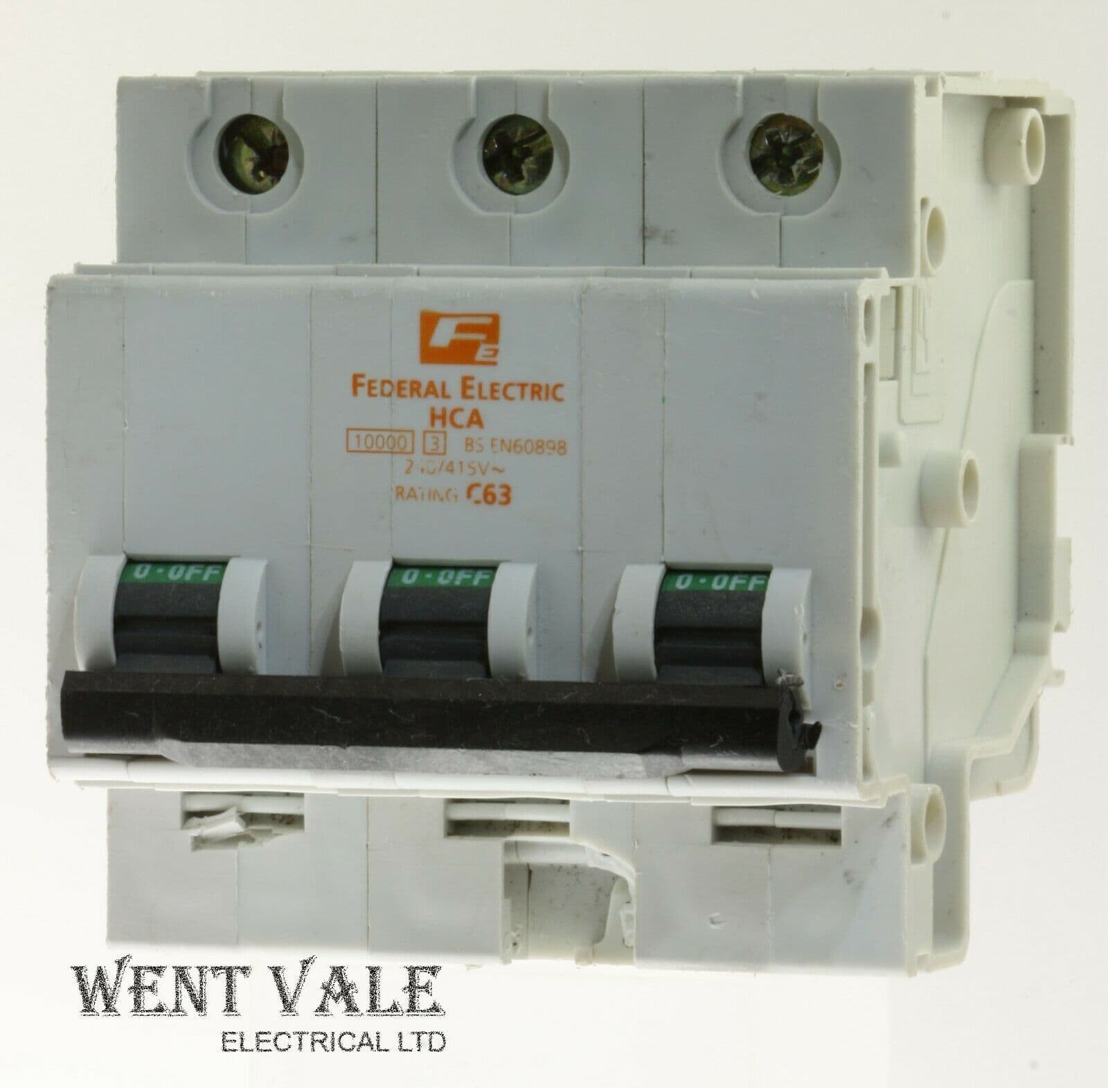 Federal Electric - HCA3P63 - 63a Type C Triple Pole MCB Used