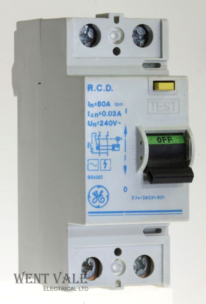 GE 304/28031-602 - 80a 30mA Double Pole RCD Used