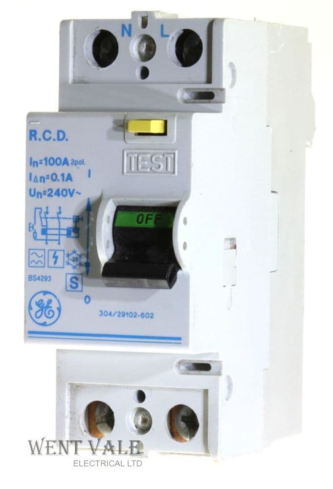 GE V/304/29102-602 - 100a 100mA Double Pole RCD Used