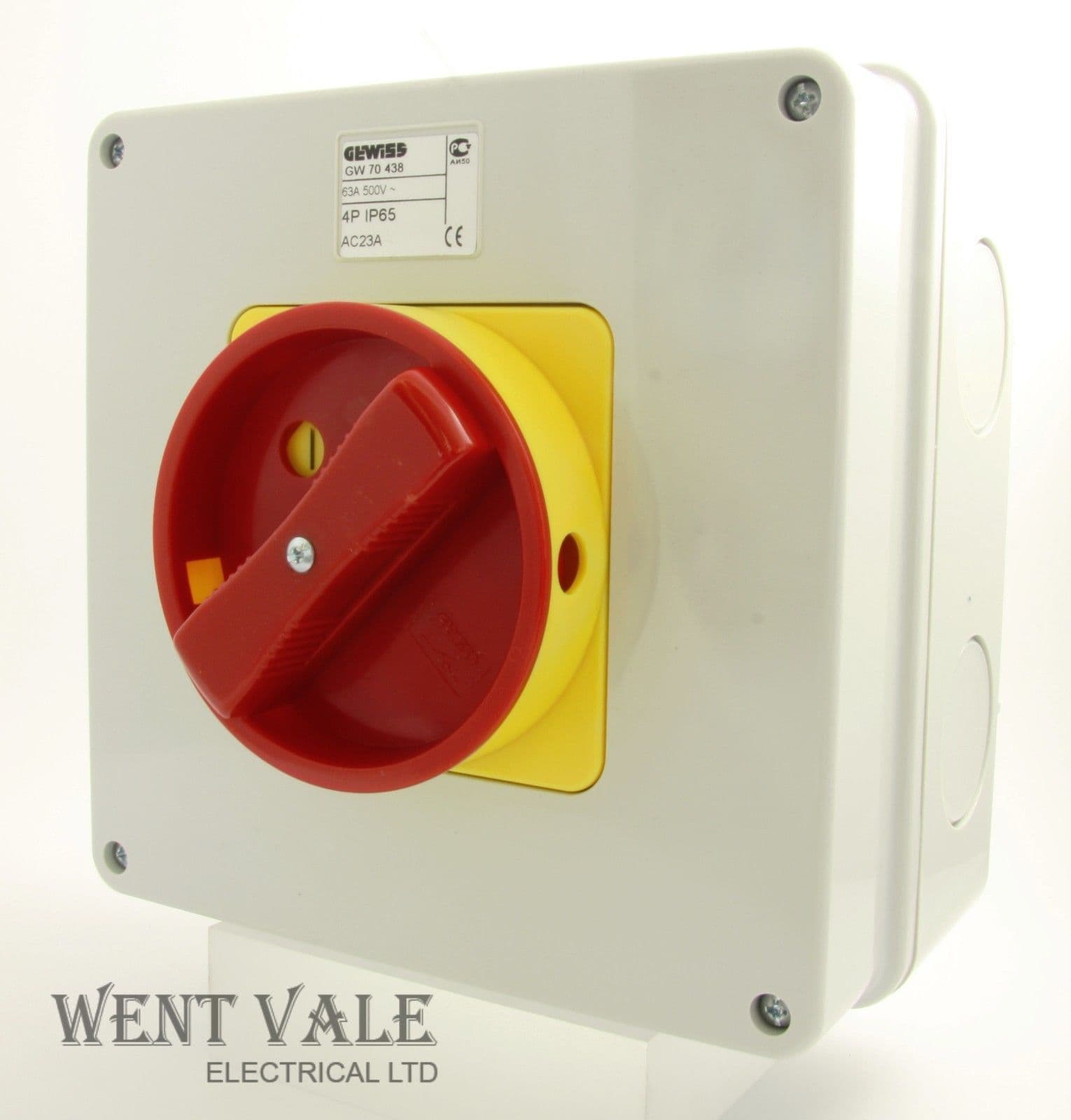 Gewiss 70 RT - GW 70 438 - 63a 500v Four Pole IP65 AC23A Rotary ...