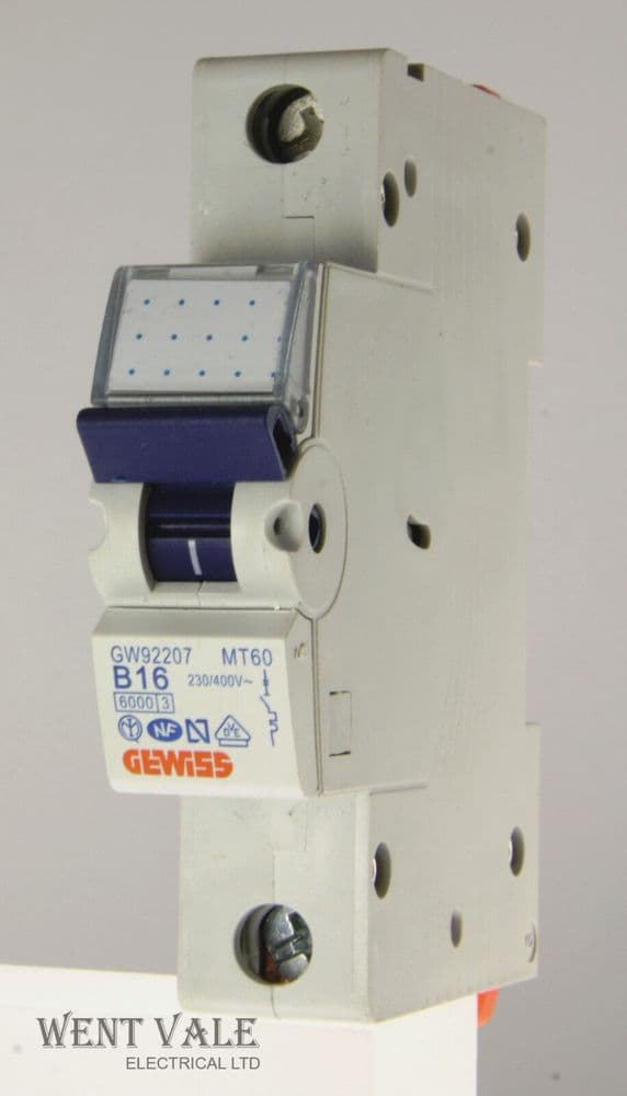 Gewiss Eurodin Series 90 - MT60 GW 92 207 - 16a Type B Single Pole MCB Used
