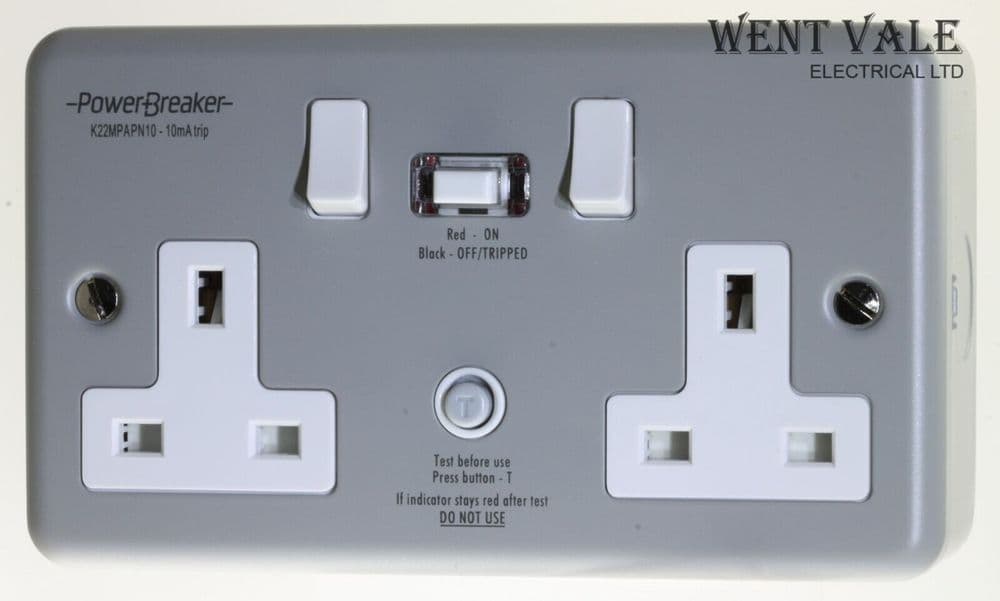 Greenbrook Power Breaker K22MPAPN10-C 13a 10mA RCD Switched Twin Socket ...
