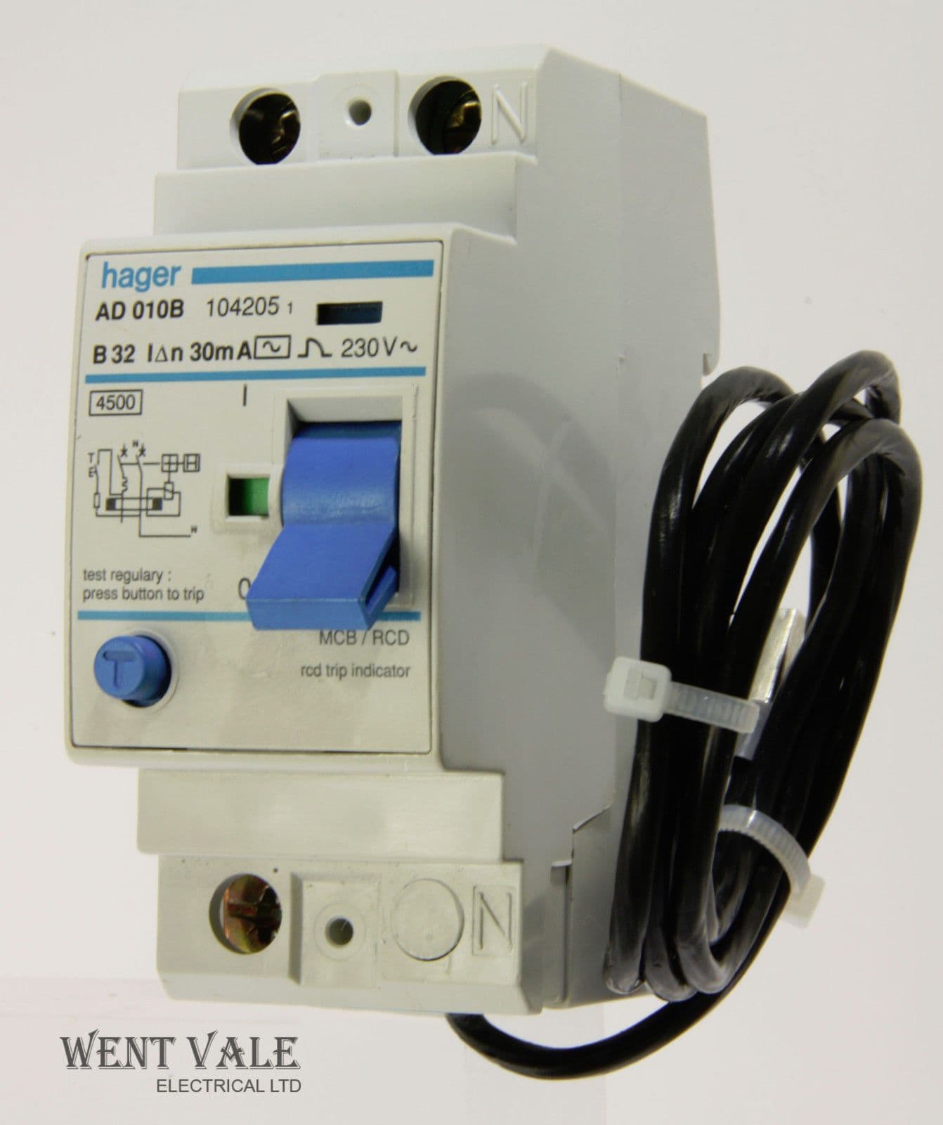 Hager - AD010B - 104205 1 - 32a 30mA Type B Double Pole MCB/RCD Used