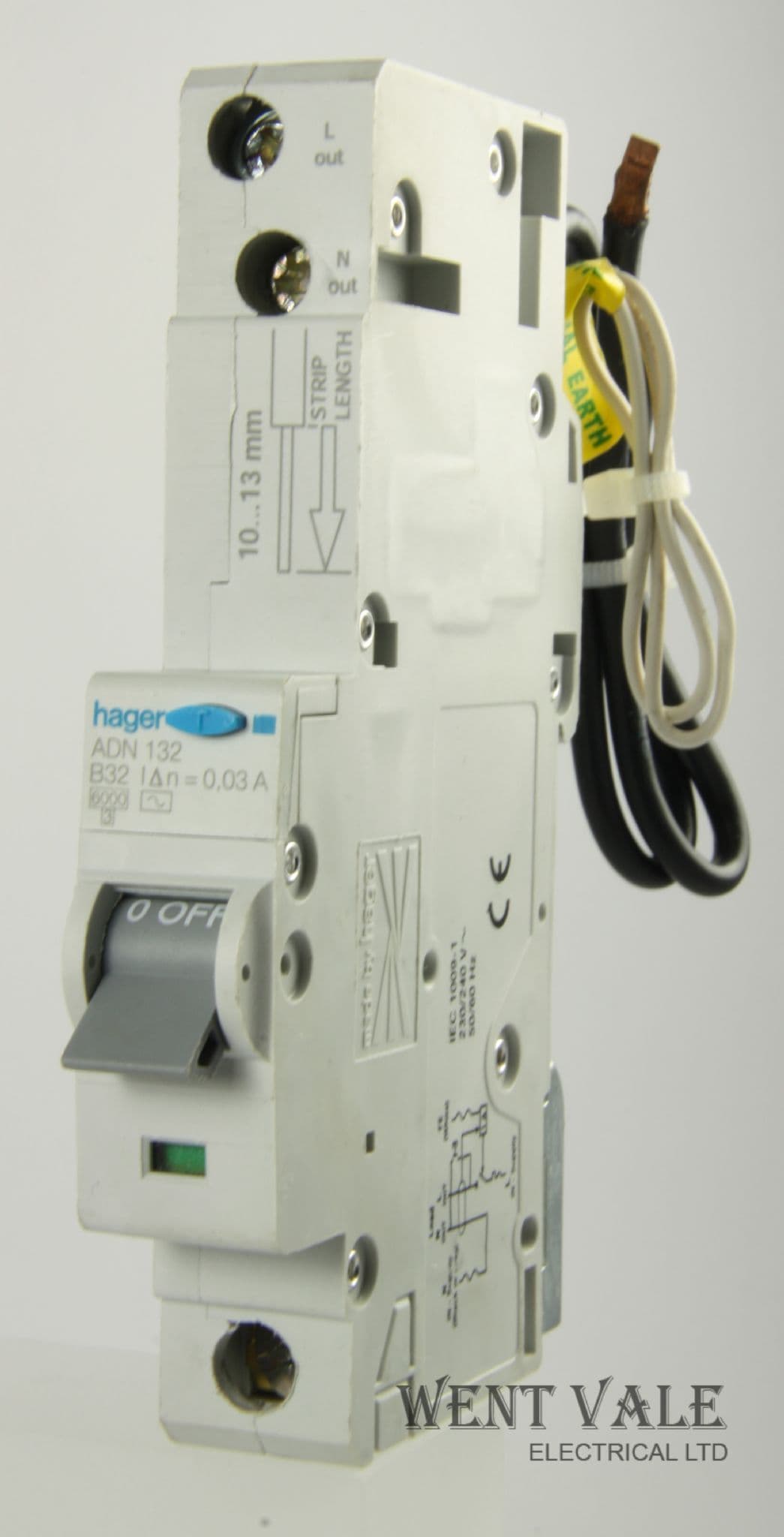 Hager ADN132 - 32a 30mA AC Type B Single Pole RCBO New