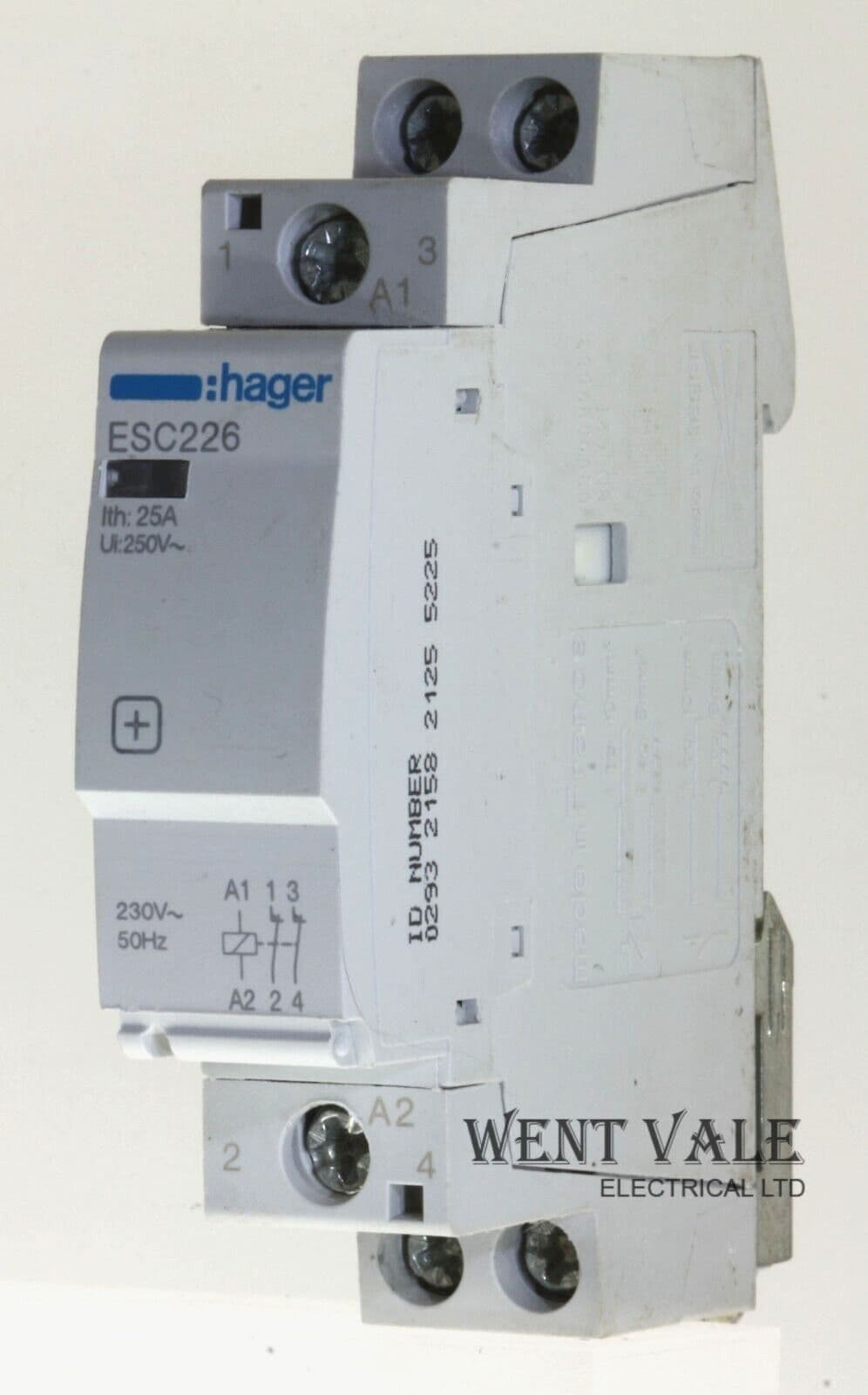Hager - ESC226 - Double Pole 20a Normally Closed Contactor 250vac Coil Used
