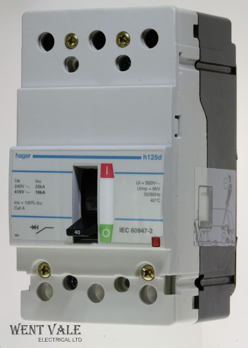 Hager - H125d - HD145 - 314145 - 40a Triple Pole Cat A MCCB New in Box